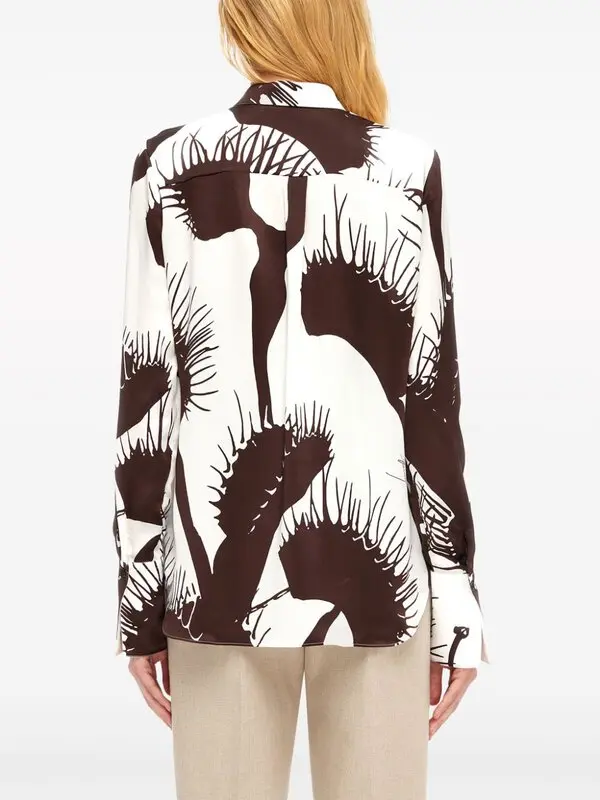 FERRAGAMO Venus-print Silk Shirt - Brown