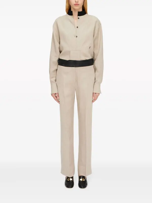 FERRAGAMO Logo-embroidered Linen Shirt