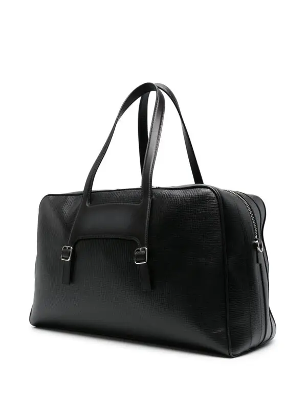 Santoni Leather Luggage Bag - Black