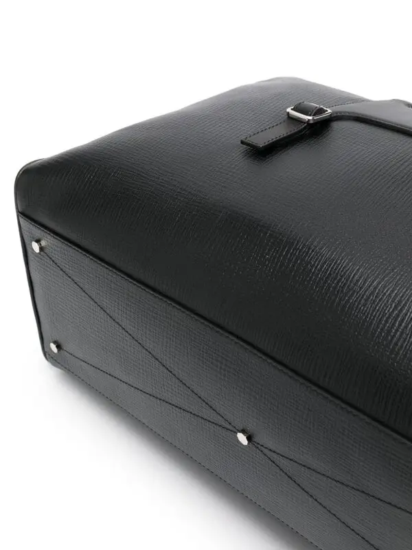 Santoni Leather Luggage Bag - Black