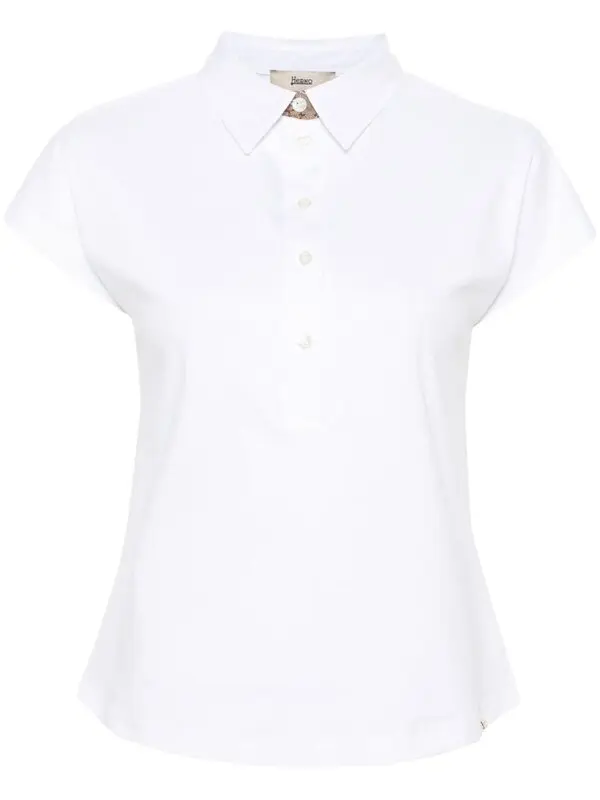 Herno Logo-tape Cotton Polo Top - White