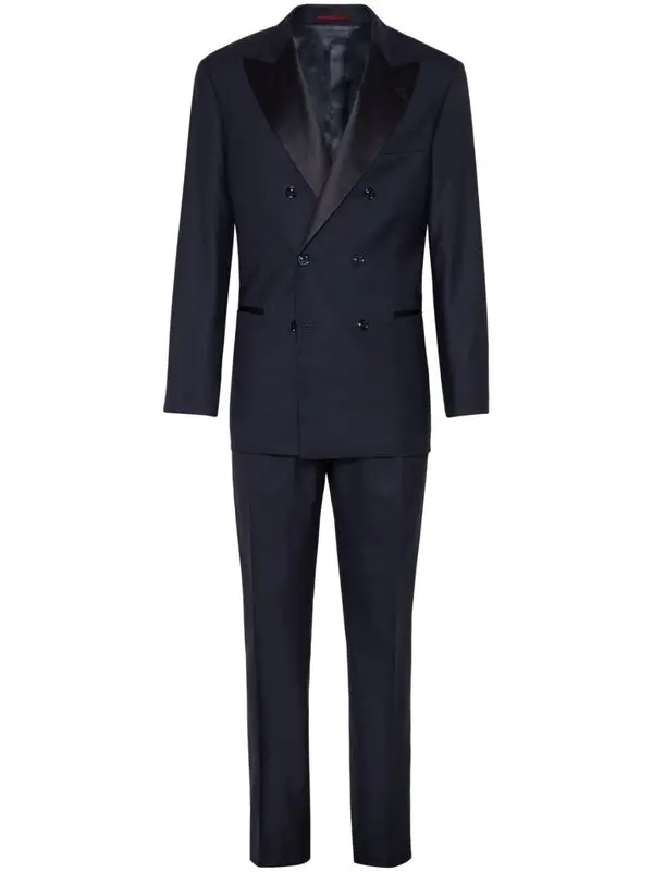 Brunello Cucinelli Double-breasted Wool Suit - Blue