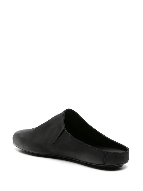 UMA WANG Square-toe Leather Slippers - Black