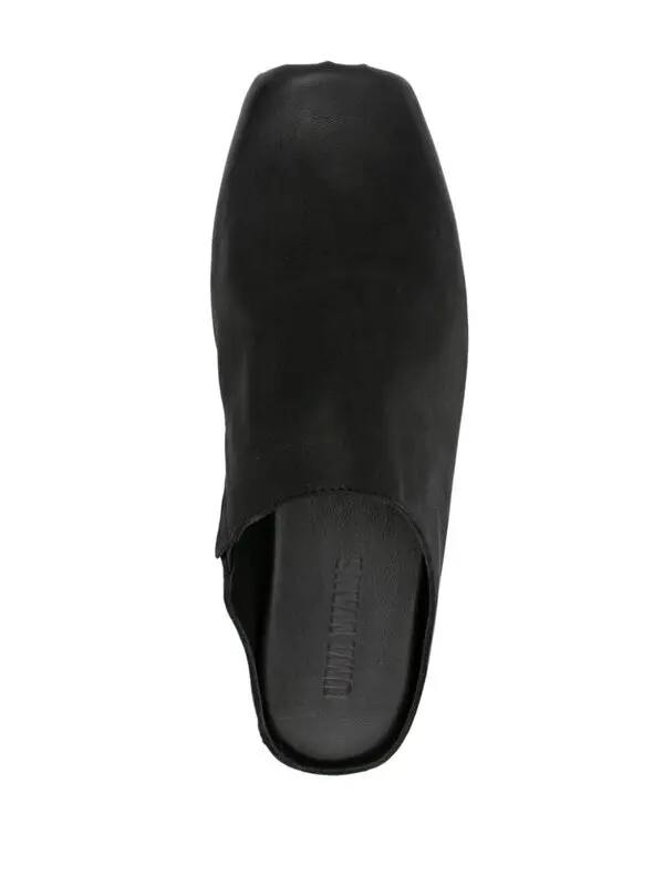 UMA WANG Square-toe Leather Slippers - Black