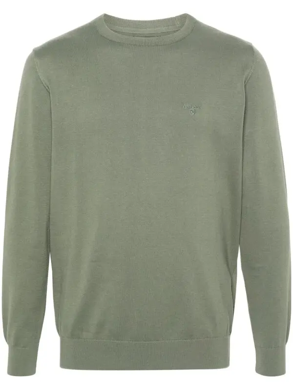 Barbour Logo-embroidered Cotton Crew Neck Sweater - Green