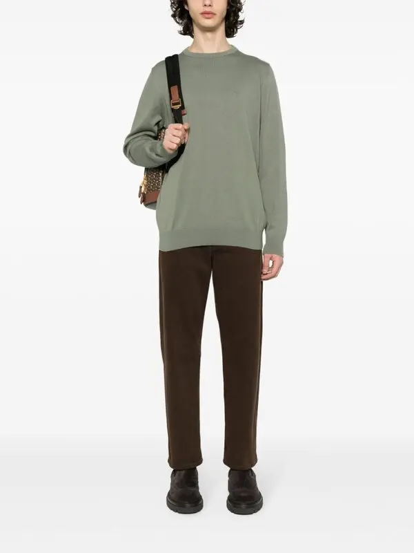 Barbour Logo-embroidered Cotton Crew Neck Sweater - Green