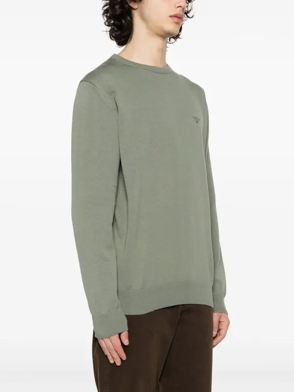 Barbour Logo-embroidered Cotton Crew Neck Sweater - Green