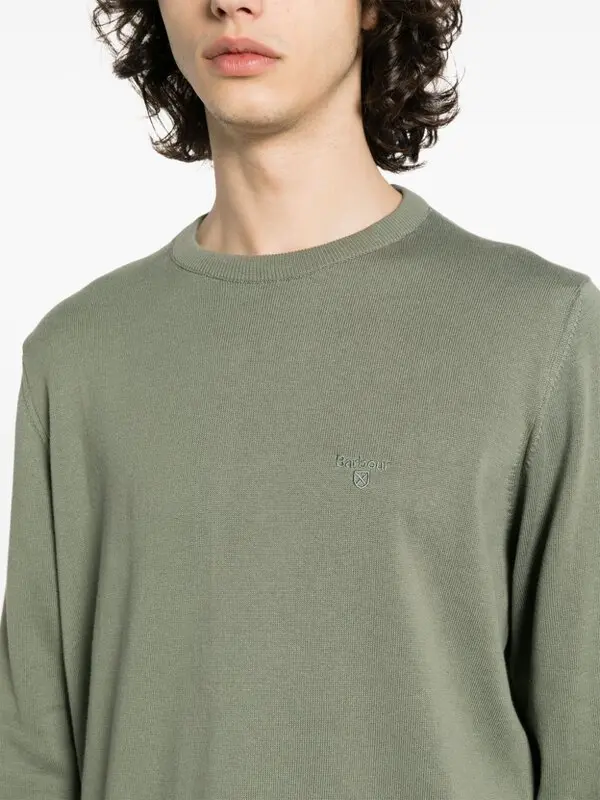 Barbour Logo-embroidered Cotton Crew Neck Sweater - Green