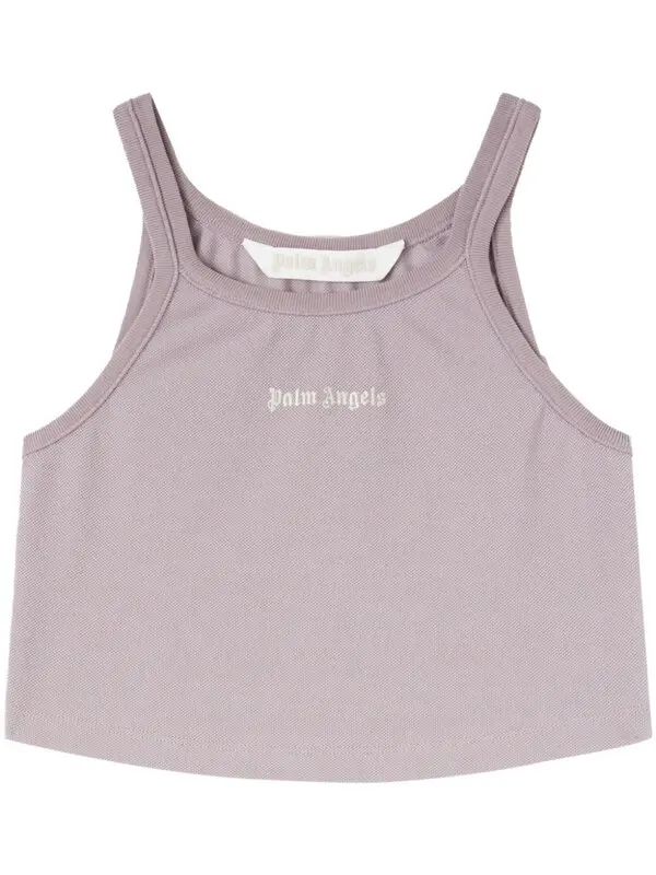 Palm Angels Logo-print Cropped Tank Top - Purple