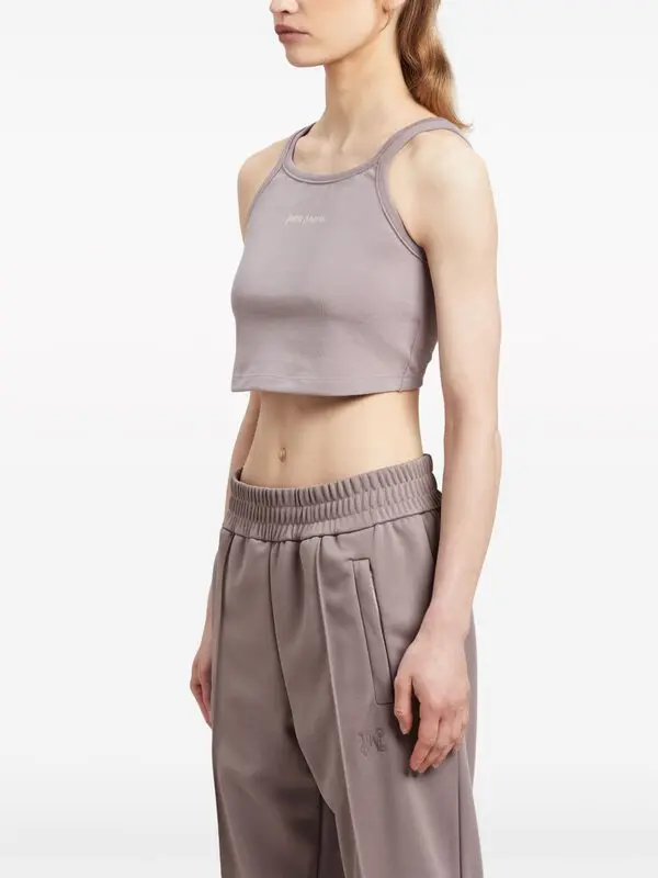 Palm Angels Logo-print Cropped Tank Top - Purple