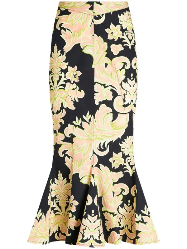 Etro Abstract-print Cotton Midi Skirt