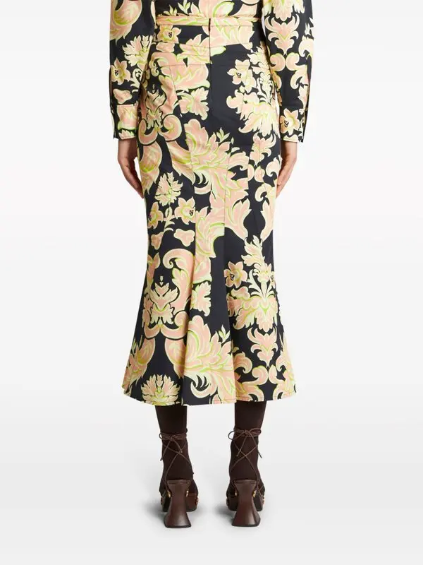Etro Abstract-print Cotton Midi Skirt