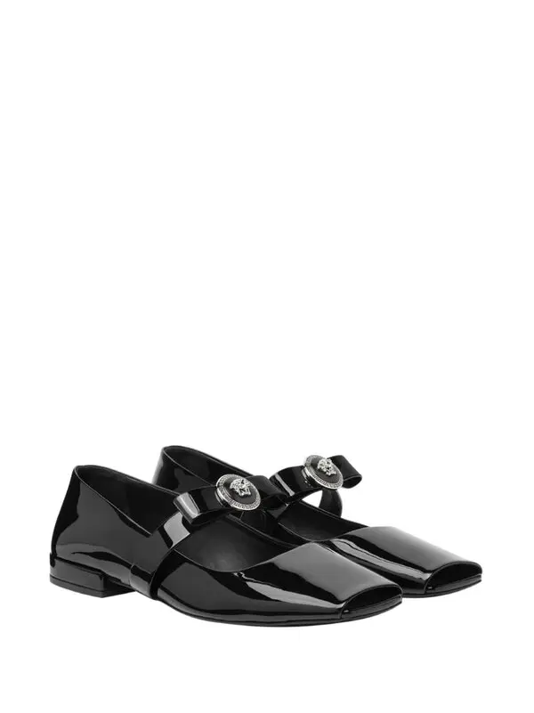 Versace Medusa-head Leather Ballerinas - Black