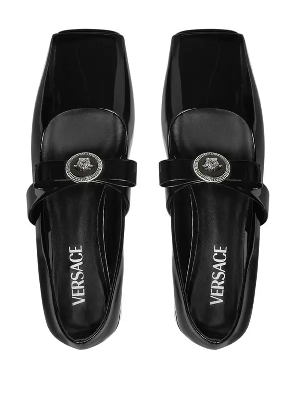 Versace Medusa-head Leather Ballerinas - Black