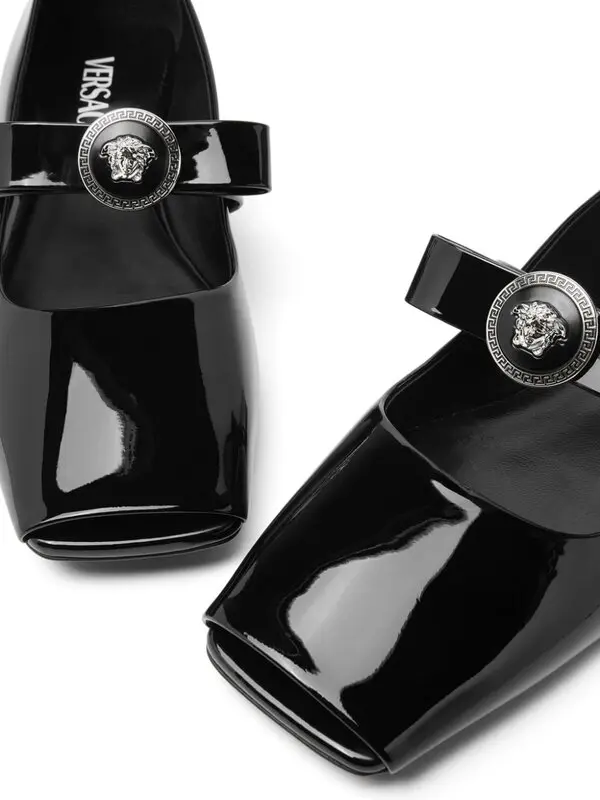 Versace Medusa-head Leather Ballerinas - Black