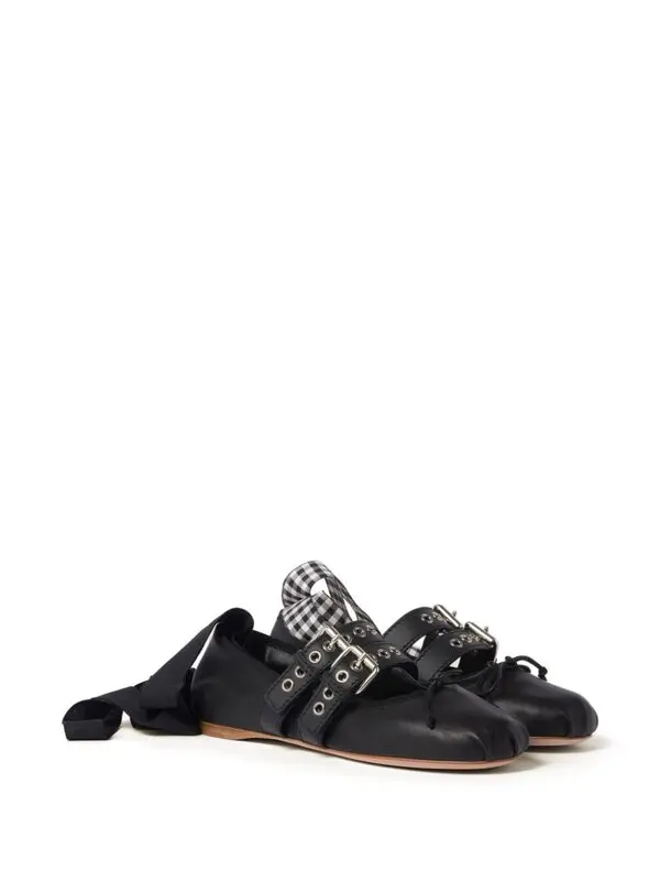 Miu Miu Buckled Ballerina Shoes - Black