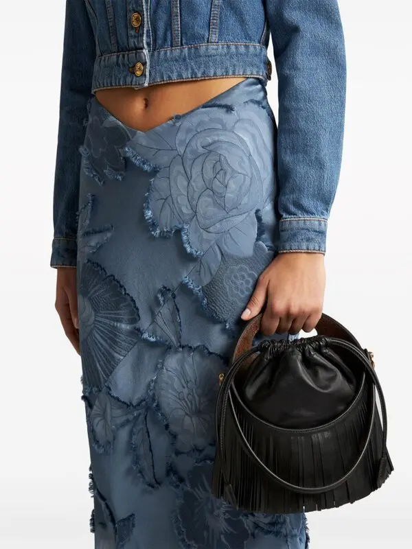 Etro Medium Saturno Fringed Bucket Bag