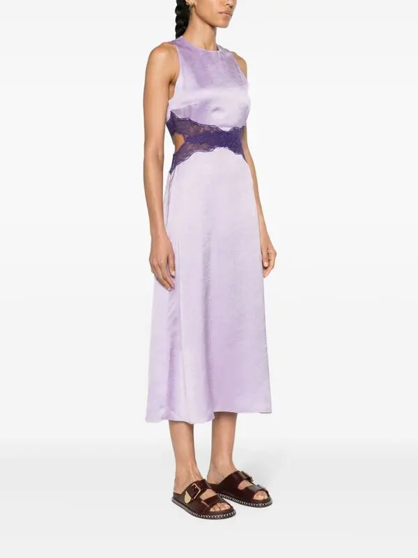 Sandro Lace-Trim Satin Midi Dress In Purple - 50% Off | Editorialist