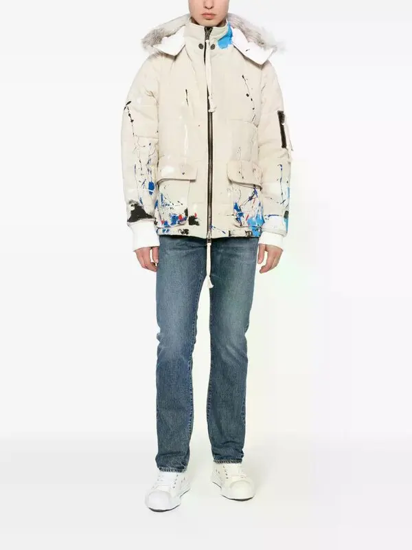 GREG LAUREN Splatter-paint Down Jacket - Neutrals