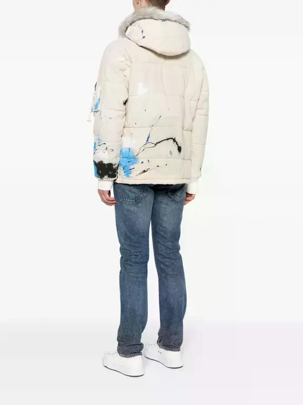 GREG LAUREN Splatter-paint Down Jacket - Neutrals