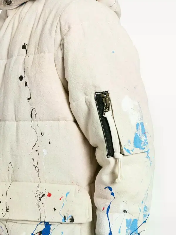 GREG LAUREN Splatter-paint Down Jacket - Neutrals
