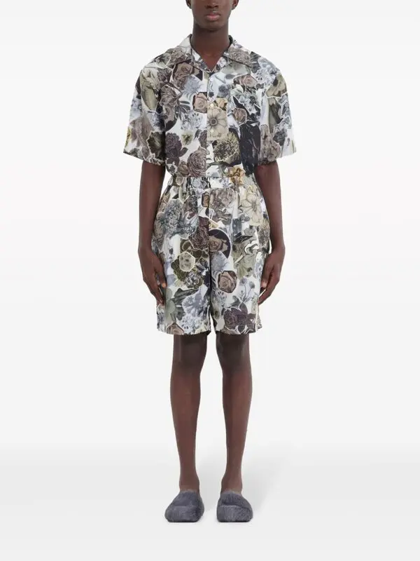 Marni Floral-print Silk Shorts - Neutrals
