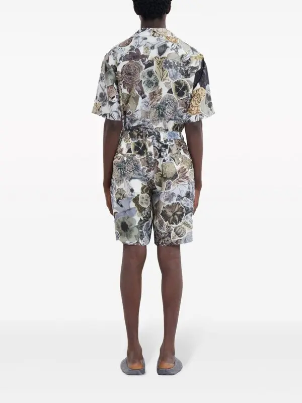 Marni Floral-print Silk Shorts - Neutrals