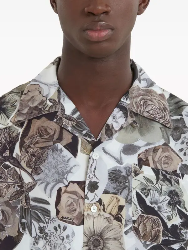 Marni Floral-print Silk Shorts - Neutrals