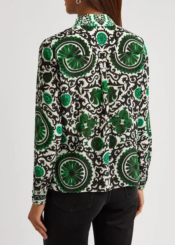 Alice + Olivia Willa Monarch Printed Silk Shirt