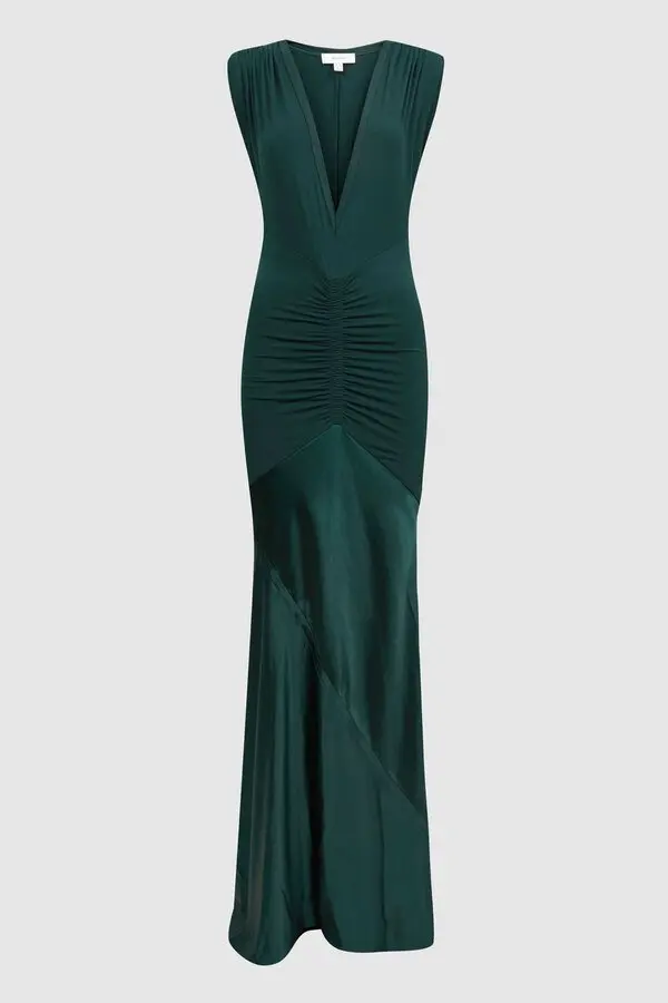 Reiss Noa Plunge Neck Sleeveless Maxi Dress In Green - 51% Off |  Editorialist