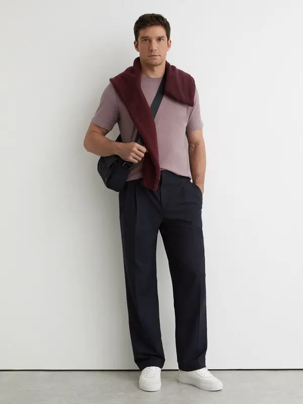 REISS Bless Cotton Crew-neck Tailored-fit T-shirt - Mauve