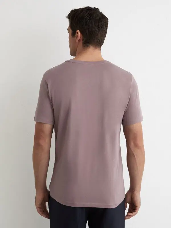 REISS Bless Cotton Crew-neck Tailored-fit T-shirt - Mauve