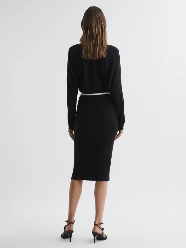 REISS Jodie Knitted Colourblock Midi Dress