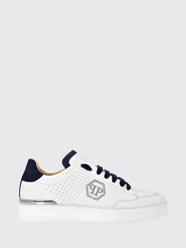 Philipp Plein Leather And Suede Low-top Sneakers With Monogram And Logo - White