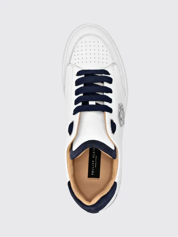 Philipp Plein Leather And Suede Low-top Sneakers With Monogram And Logo - White