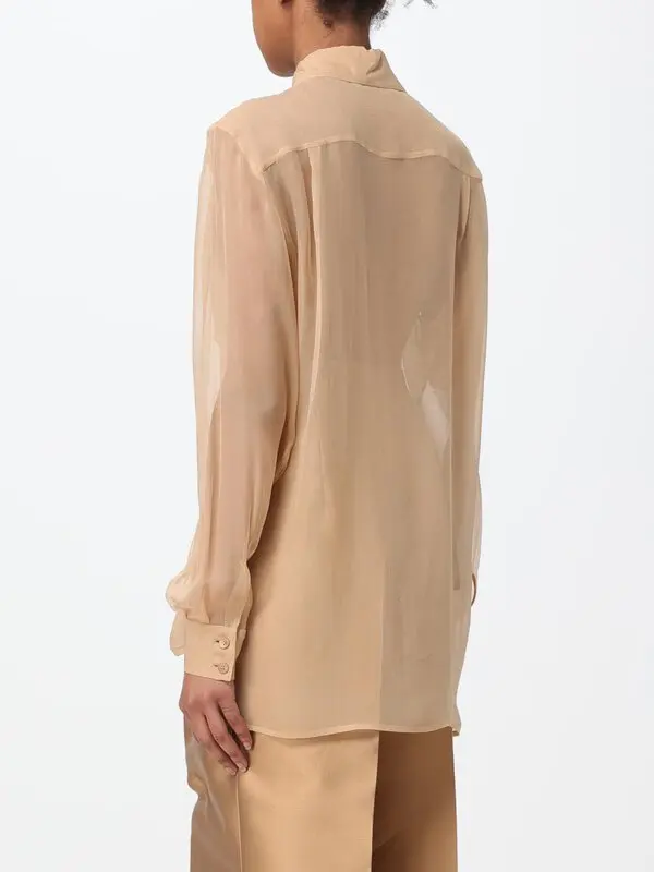 Alberta Ferretti Sheer Shirt With Pocket Detail - Beige