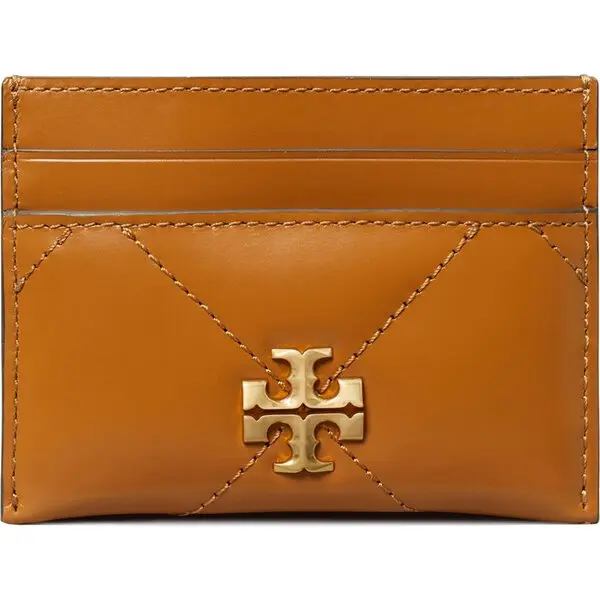 Tory Burch Kira Diamond Quilted Leather Card Case - Classic Chestnut