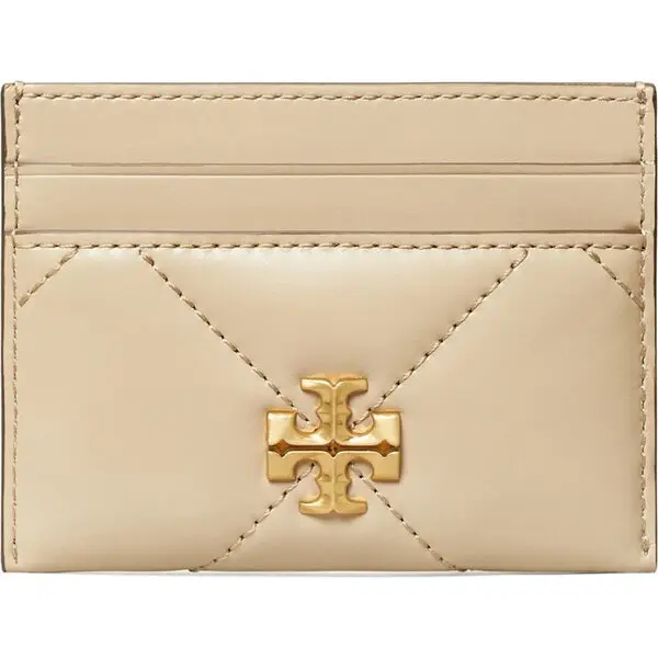 Tory Burch Kira Diamond Quilted Leather Card Case - Light Stone