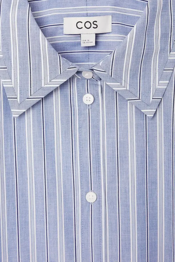 Cos Pinstriped Cotton Shirt Dress In Blue - 73% Off | Editorialist