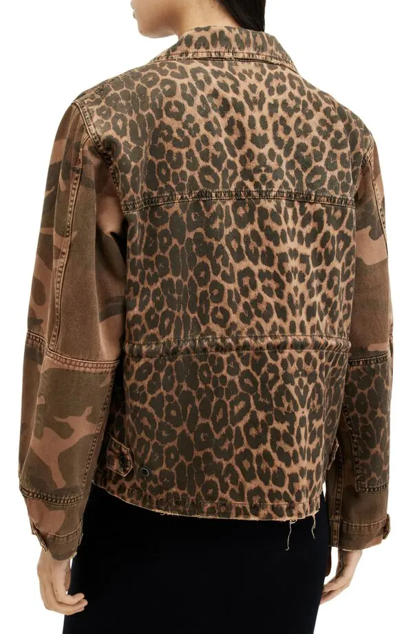 ALLSAINTS Finch Camo Leopard Mixed Print Cotton Jacket