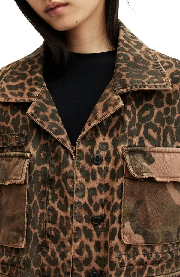 ALLSAINTS Finch Camo Leopard Mixed Print Cotton Jacket