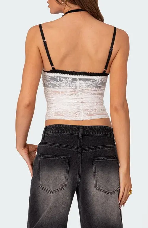 EDIKTED Eleanor Sheer Lace Camisole - White