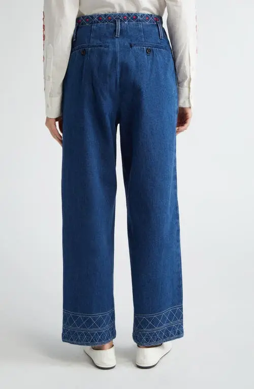 BODE Murray Embroidered Wide-leg Jeans