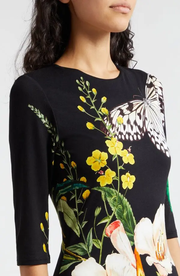 Alice + Olivia Delora Floral Midi Dress