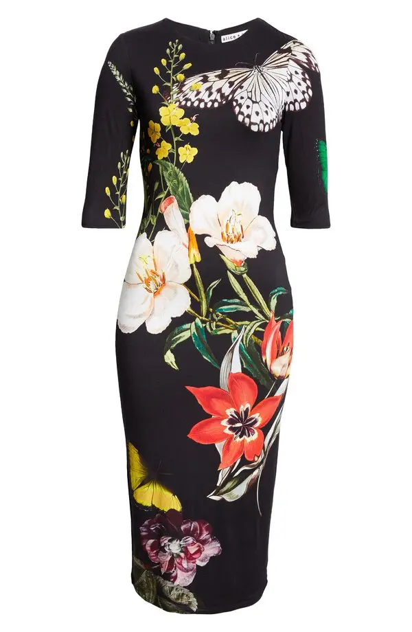Alice + Olivia Delora Floral Midi Dress