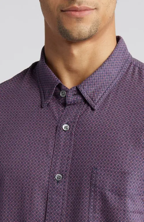 Rails Carson Geometric Print Short Sleeve Linen Blend Button-up Shirt