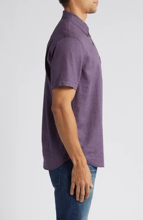 Rails Carson Geometric Print Short Sleeve Linen Blend Button-up Shirt
