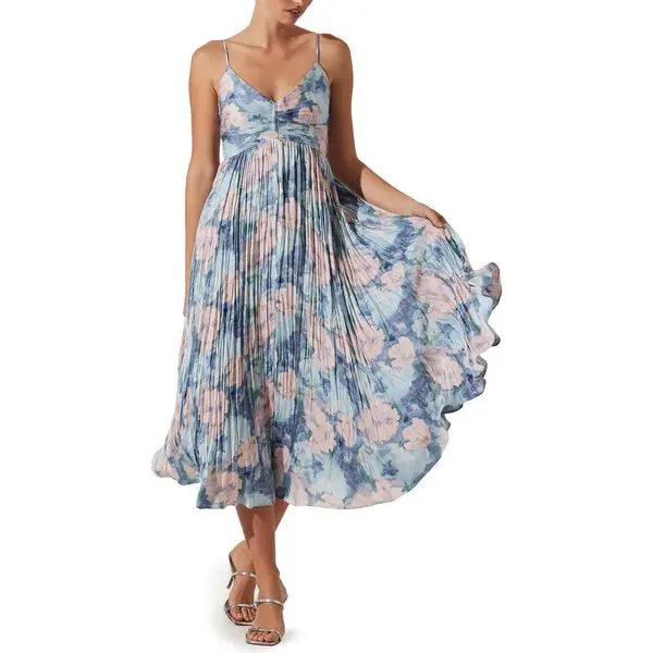 Astr The Label Maeve Midi Dress - Blue Multi