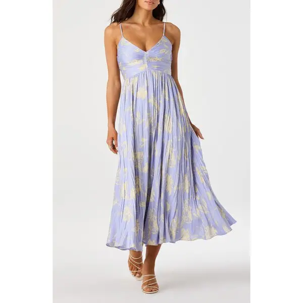 Astr The Label Maeve Midi Dress - Periwinkle Floral