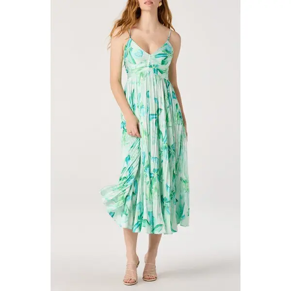 Astr The Label Maeve Midi Dress - Teal Multi